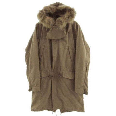 【中古】インターナショナルギャラリービームス ラクーンファー ロングコート 23-19-0132-925 モッズコート 茶系 S