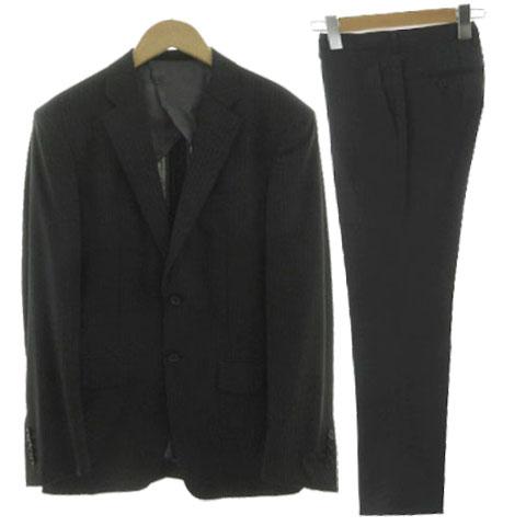 【中古】ルシック Le Chic スーツ ロロピアーナ イタリア製生地 ジャケット パンツ ピンストライプ 黒 白 Y5