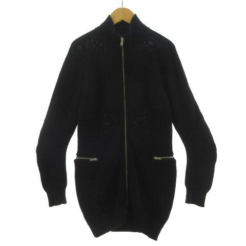 【中古】ジュンヤワタナベ COMME des GARCONS ニット セーター ドライバーズニット 変形 ジップアップ 黒