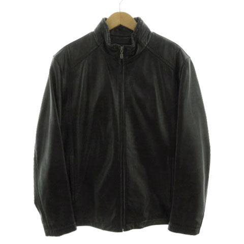 【中古】クロスヘブン CROSS HAVEN 極美品 ライダースジャケット レザー 羊革 スタンドカラー ジップアップ 黒 M