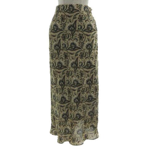 【中古】SOLIADO トゥモローランド ポリエステルサテン プリントタイトスカート 75-05-24-05101 総柄 マルチカラー 34