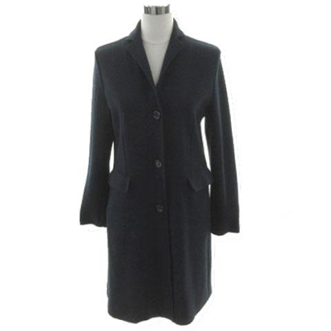 【中古】ロッソトレンタチンクエ ROSSO35 コート ニット チェスターコート イタリア製 ウール ネイビー 紺 46 レディース