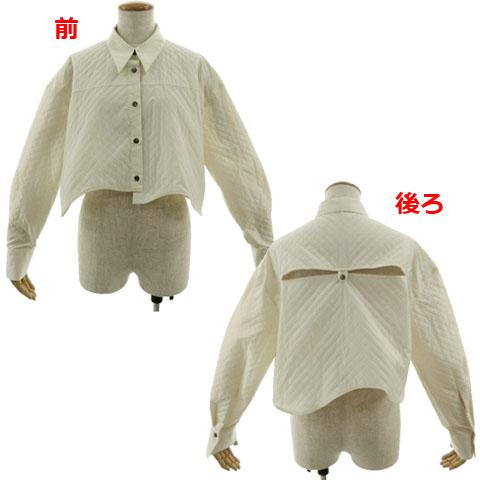 【中古】ルシェルブルー LE CIEL BLEU カープヘムショートシャツ 25A63310 キルティング 長袖 日本製 アイボリー 36