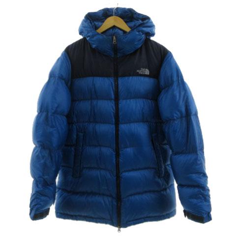 【中古】ザノースフェイス THE NORTH FACE ヌプシコート ND18903 フーディー ロゴ刺繍 軽量 配色 青系 紺 L
