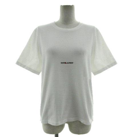 【中古】SAINT LAURENT PARIS Ｔシャツ 460876 YB2DQ 9000 CREW NECK TSHIRT BLANC ロゴプリント イタリア製 白 XS