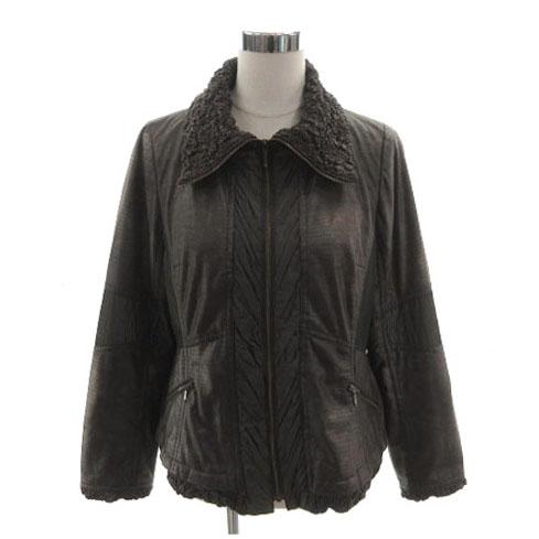 【中古】ロッサ ROSSA インポートロッサ ジャケット クロコダイル型押し柄 切替え 中綿入 茶系 焦茶 44 大きいサイズ