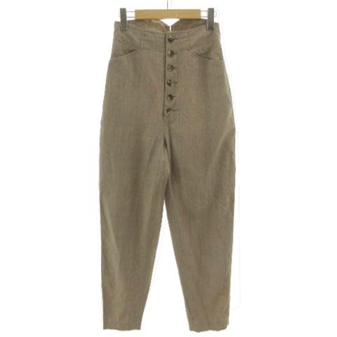 【中古】6 ROKU BEAUTY&YOUTH B&Y  FRONT BUTTON PANTS パンツ 8614-202-0080 テーパード 茶系 ベージュブラウン 34