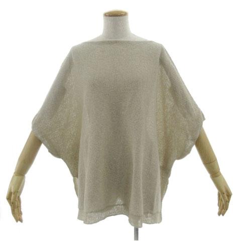 【中古】モガ MOGA TSUMUGI+ラメニット B0242ZKW347 ワイドシルエット ポンチョ風 日本製 ベージュ 2 レディース