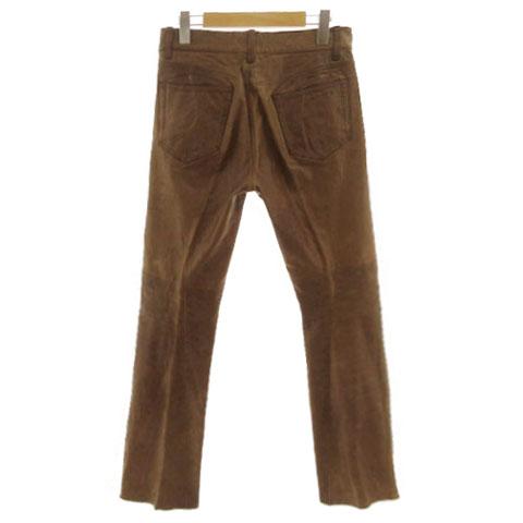 【中古】5351プールオム 5351 POUR LES HOMMES 牛革レザーパンツ 0260091045 ボタンフライ 日本製 ブラウン 茶 3
