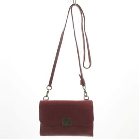 【中古】イルビゾンテ IL BISONTE ポシェット ミニショルダーバッグ レザー レッド 赤 レディース