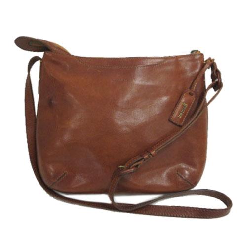 【中古】ゲンテン genten トスカ ショルダーバッグ シボ入りオイルヌメレザー ブラウン 茶 レディース