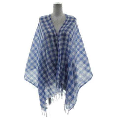 【中古】トリココムデギャルソン tricot COMME des GARCONS ストール 薄手 ガーゼ生地調 ギンガムチェック 青 白