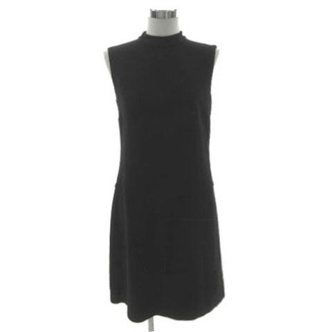 【中古】マックスマーラ MAX MARA ワンピース モックネック ノースリーブ ミディ丈 イタリア製 ウール混 黒 I42