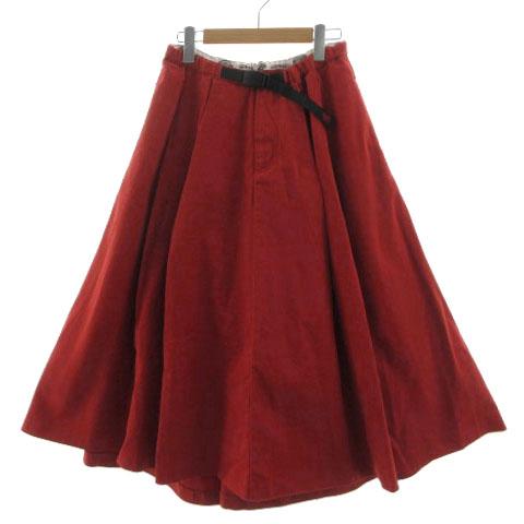 【中古】GRAMICCI×Dickies ボリュームスカート 171W40FS03 FREAK’S STORE別注 ロング丈 ウエストゴム レッド系 S