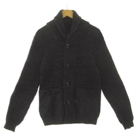 【中古】G-Star RAW オーガニックコットンカウチンニット 中綿入りポケット 厚手 ミックス糸 黒 グレー系 EU XS