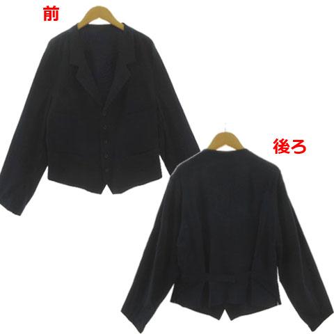 【中古】YOHJI YAMAMOTO POUR HOMME 希少 ジレ合体ジャケット 90年代 HZ-J36-118 切替え ウール ネイビー 紺 M メンズ