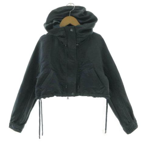 【中古】プライドインターナショナルデザイン PRIDE ジャケット フーディー クロップド丈 シャイニー 深緑系 38