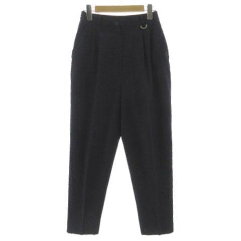【中古】クリスチャンディオール Christian Dior SPORTS パンツ テーパード タック ウエストゴム ウール混 ネイビー M