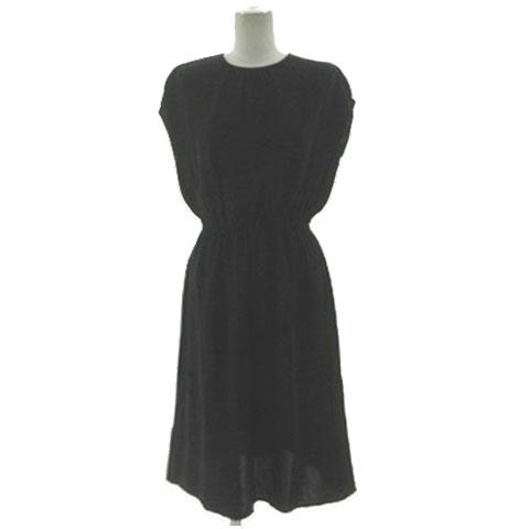 【中古】バルバ BARBA ギャザーネック レーヨン ワンピース AI1866015750 ミモレ丈 ウエストゴム イタリア製 黒 2