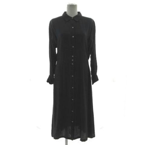 【中古】ロペ ROPE テンセルサテンウエストタックワンピース GGE-31130-B シャツワンピ 長袖 ロング丈 ネイビー 紺 38