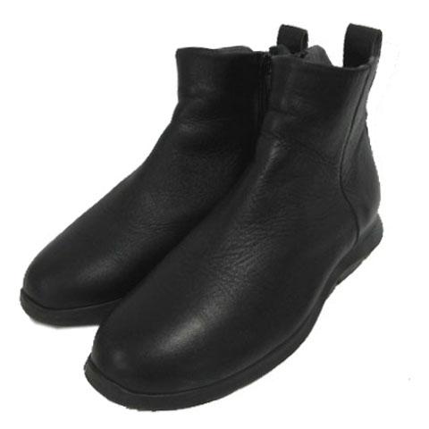 【中古】ヴィタノヴァ VITA NOVA カジュアルショートブーツ JK6657 サイドジップ 牛革 レザー 日本製 ブラック 23.5