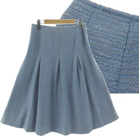 【中古】未使用品 ジュンアシダ jun ashida ツイードフレアスカート CS9604 イタリア製生地 起毛 ルー系 青系 11