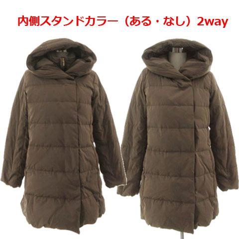 【中古】エニィファム anyFam 【洗える】2WAY ダウンコート スタンドカラー フーディー ダウン80％ ブラウン 茶 3