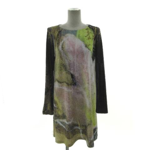 【中古】HIROKO KOSHINO アートプリントチュニック RHPCX-01390 日本製 ストレッチ 転写プリント マルチカラー 38