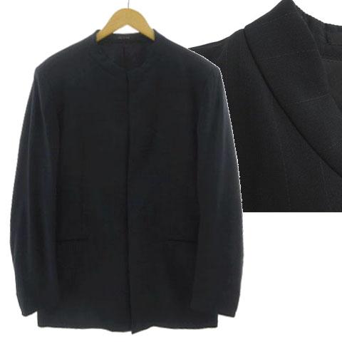 【中古】エンポリオアルマーニ EMPORIO ARMANI ジャケット マオカラー イタリア製 ストライプ ウール混 グレー系 54 メンズ