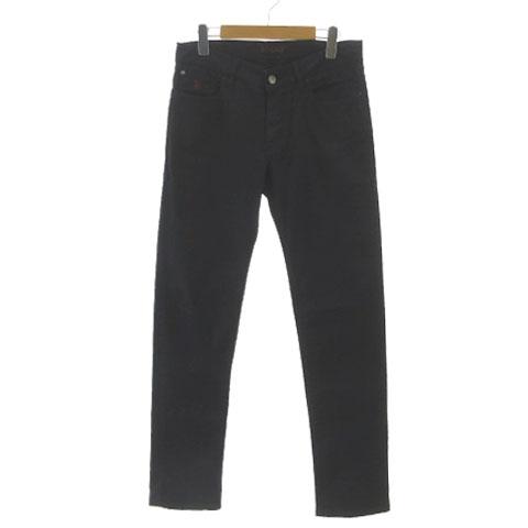 【中古】ボッジミラノ BOGGI MILANO 5ポケットパンツ テーパードスリム ロゴ刺繍 ストレッチ イタリア製 濃紺 31