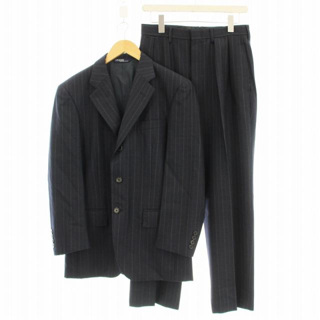 【中古】ラルフローレン Polo by Ralph Lauren スーツ セットアップ ストライプ ジャケット パンツ A4 ネイビー