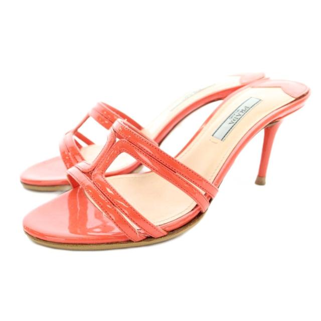 【中古】プラダ PRADA サンダル エナメルレザー 36 サーモンピンク /KU ■SD レディース