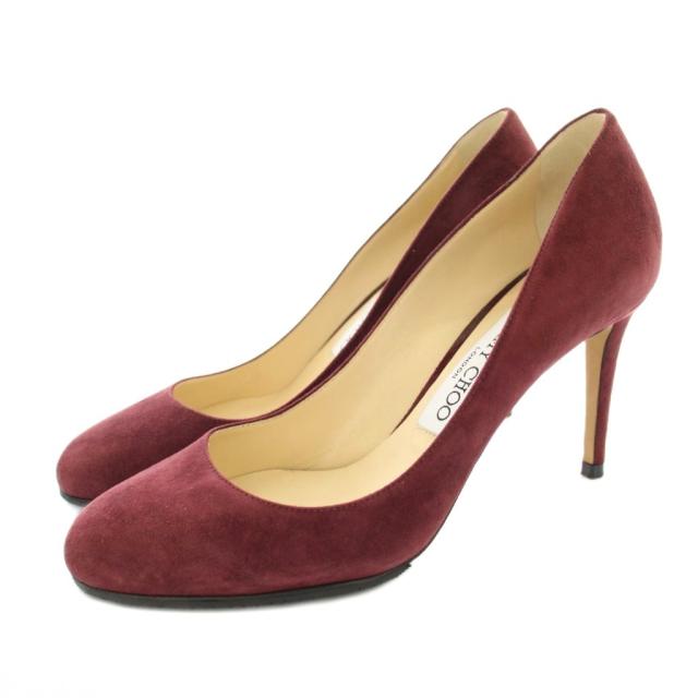 【中古】ジミーチュウ JIMMY CHOO BRIDGET85 パンプス スエード ラウンドトゥ 35.5 ボルドー /KU ■SD レディース