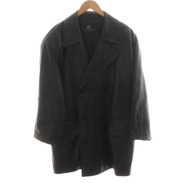 【中古】バルマン BALMAIN ピエール PIERRE レザージャケット 革ジャン ダブル ロゴボタン 羊革 ラムレザー M 黒