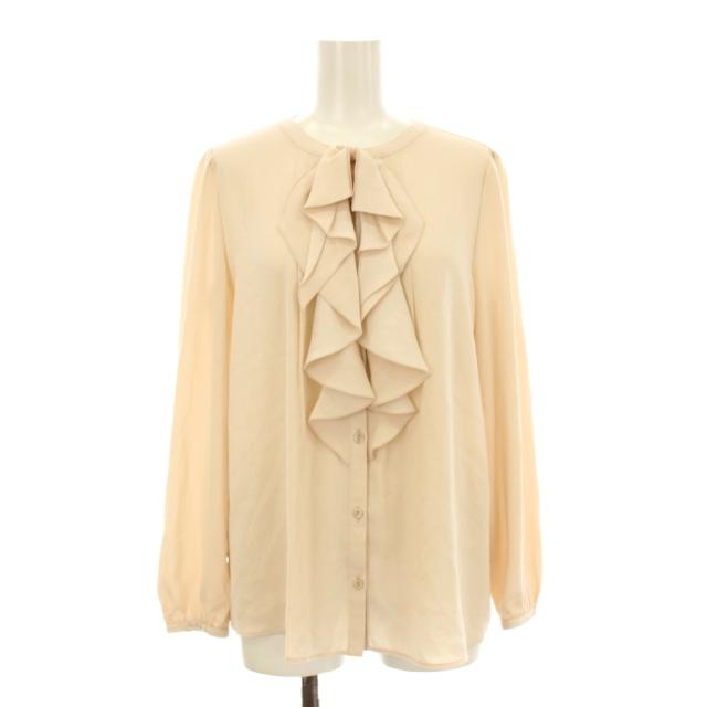 【中古】アナイ 24SS バックサテンリボンラッフル ブラウス 長袖 フリル 38 ベージュ 10241713070