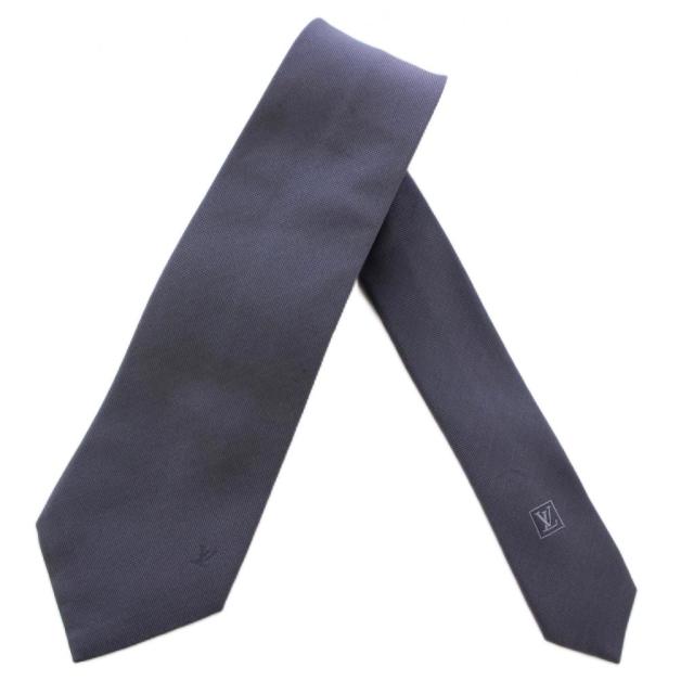 【中古】ルイヴィトン LOUIS VUITTON ネクタイ シルク イタリア製 グレー /BM ■BM メンズ