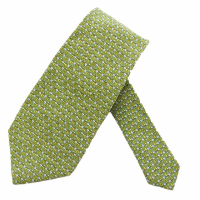 【中古】サルヴァトーレフェラガモ Salvatore Ferragamo ネクタイ 総柄 シルク イタリア製 グリーン /BM ■BM メンズ