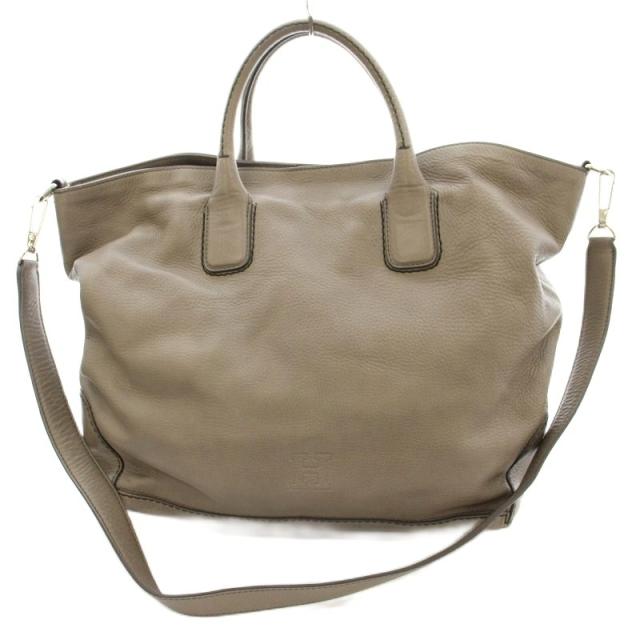 【中古】ヒロフ HIROFU デュオ ショルダーバッグ 2WAY ハンドバッグ レザー グレージュ /☆G ■BM レディース