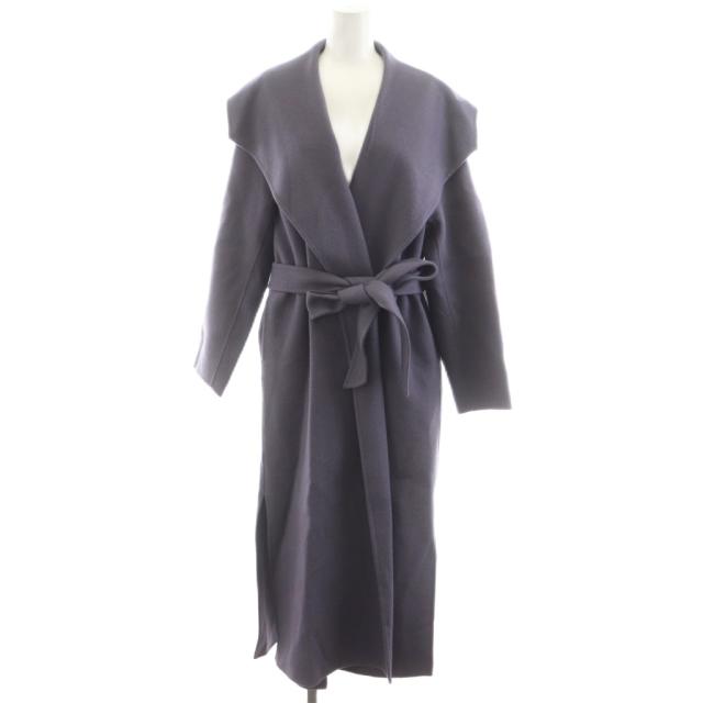 【中古】フレイアイディー FRAY I.D ロイヤルジーロンショールリバーコート ロング丈 ウール アウター 0 紫