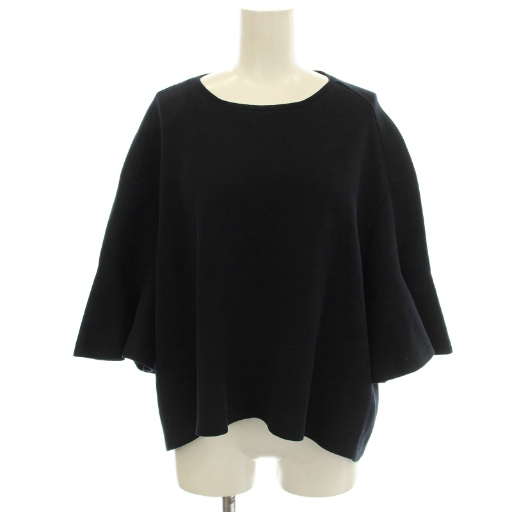 【中古】ドゥロワー Drawer ニット 半袖 カットソー フレアスリーブ 1 紺 ネイビー 6518-106-0276