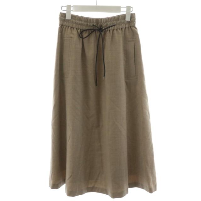 【中古】シクラス CYCLAS イージースカート フレアスカート ギャザー ミモレ ロング ウール 34 ベージュ R04-75004