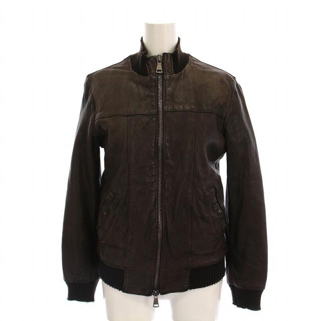 【中古】ジョルジオブラット GIORGIO BRATO レザージャケット 革ジャン ジップアップ アウター 40 茶 GDYX003V/B ■MT