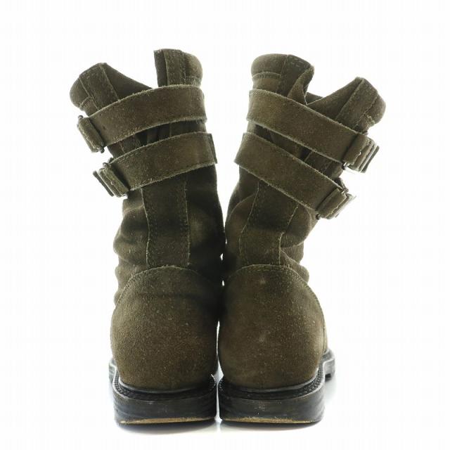 【中古】シャネル エンジニアブーツ ショートブーツ ヌバック ココマーク スエード ローヒール 35.5 カーキ ■MT 中古】シャネル エンジニアブーツ ショートブーツ ヌバック ココマーク