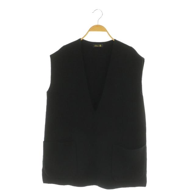 【中古】ドゥロワー Drawer 3G Vネック ニットジレ ベスト プルオーバー カシミア混 ブラック