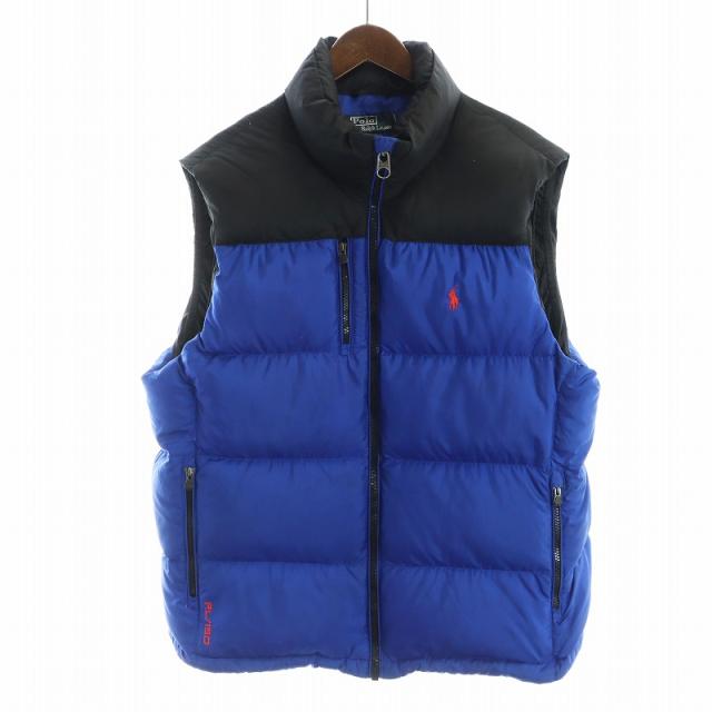 【中古】ポロ ラルフローレン POLO RALPH LAUREN ダウンベスト ジップアップ ワンポイント ロゴ L 青 ブルー