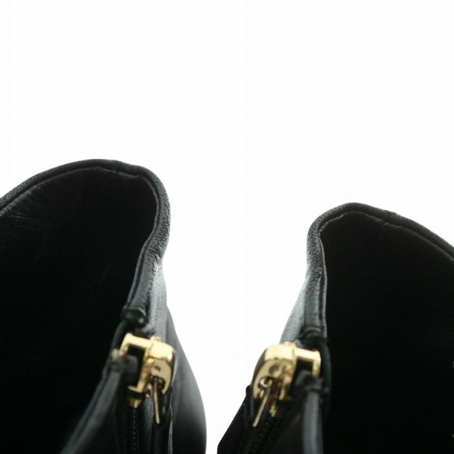 【中古】シャネル CHANEL ショートブーツ レザー ラウンドトゥ ハイヒール パール ココマーク 35.5 22.5cm 黒