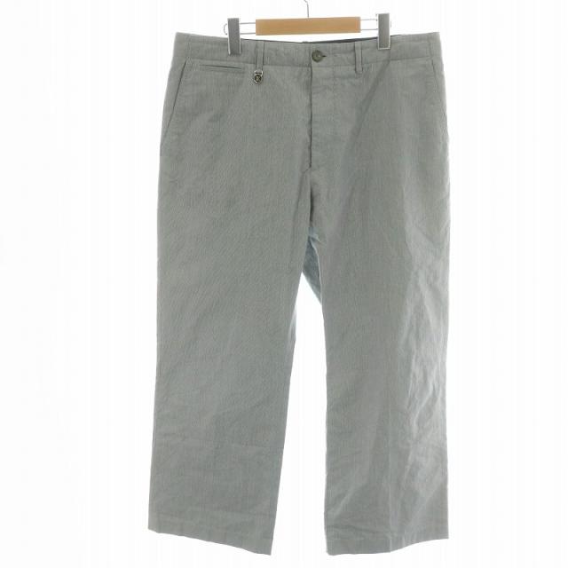 【中古】ルイヴィトン スラックス パンツ ストライプ 5P ワイド ストレート LVチャーム 46 M 灰 グレー ECC-M04