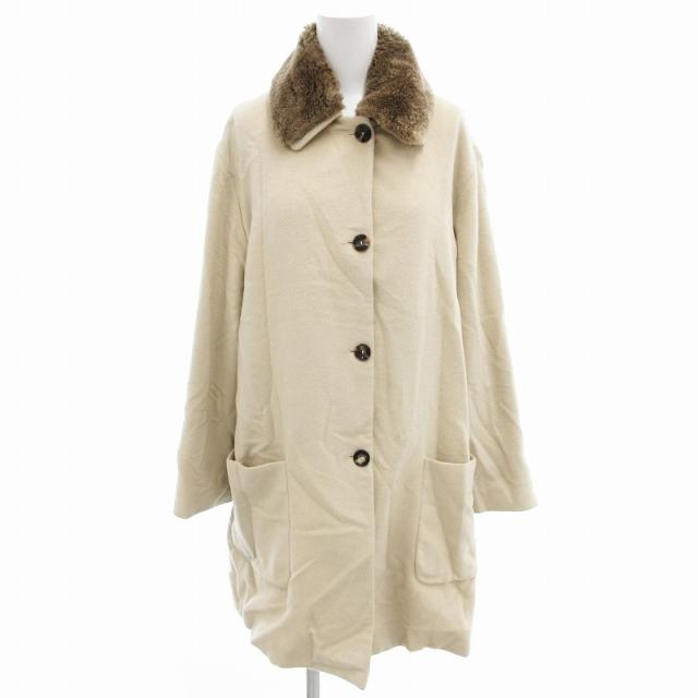 【中古】ロロピアーナ Loro Piana カシミヤ コート ステンカラー ミンクファー 毛皮 42 ベージュ レディース
