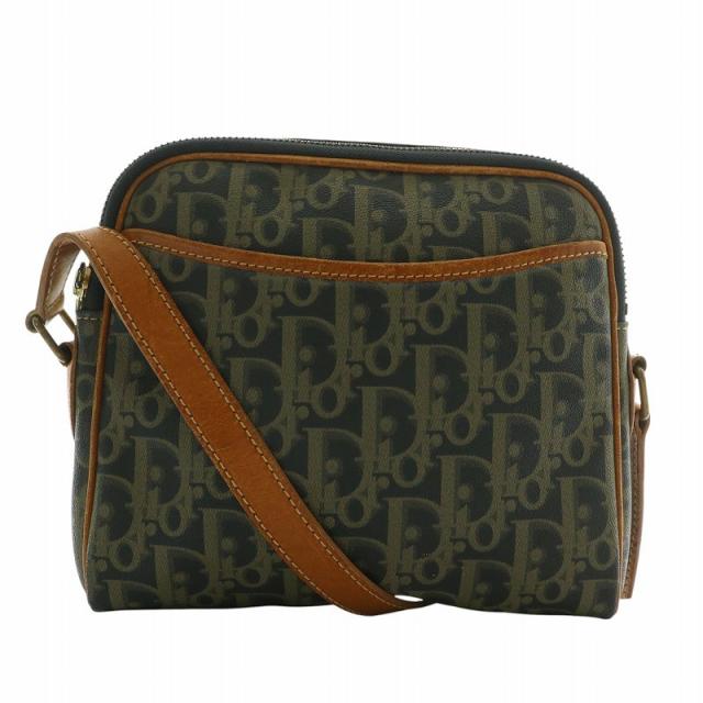 【中古】クリスチャンディオール Christian Dior トロッター ショルダーバッグ レザー ロゴ 総柄 斜め掛け 黒 茶色