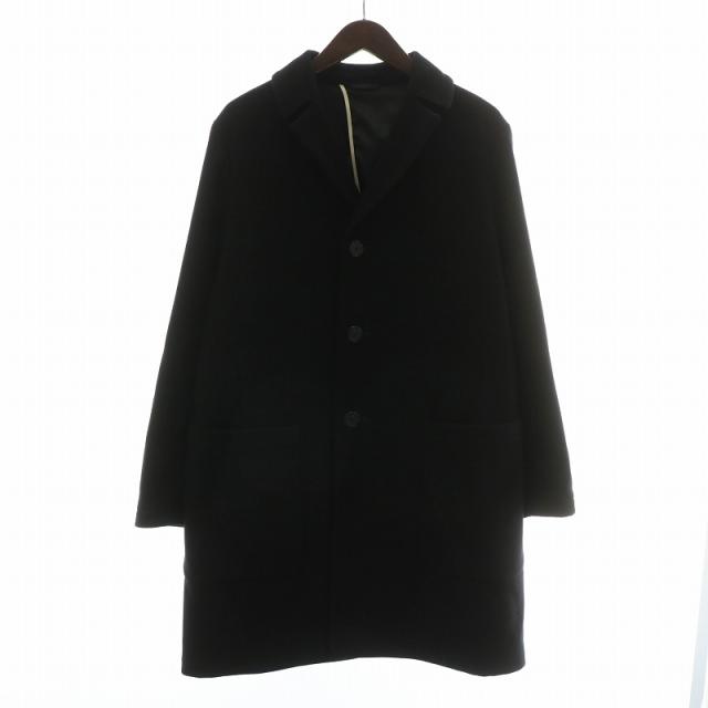 【中古】エストネーション ESTNATION チェスターコート アウター ウール カシミヤ混 ロング 背抜き S 黒 ブラック